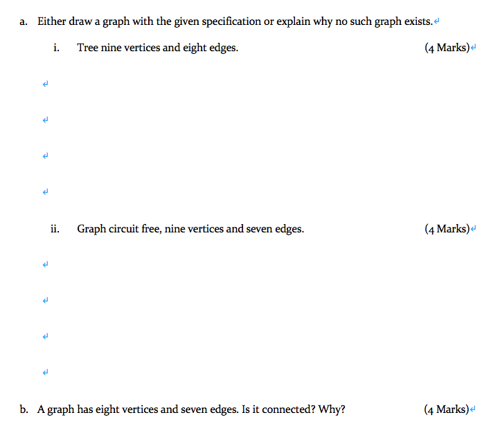 Solved A Either Draw A Graph With The Given Specification 