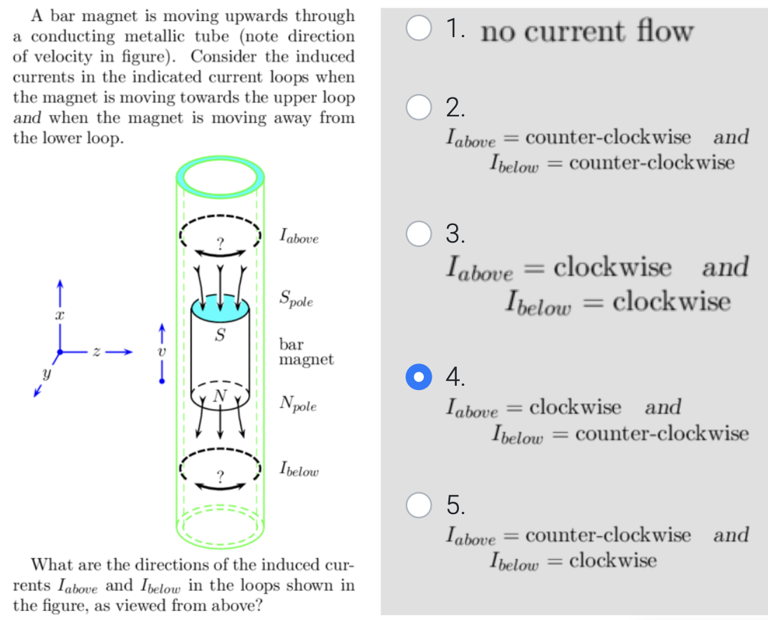 Solved A bar magnet is moving upwards through a conducting | Chegg.com