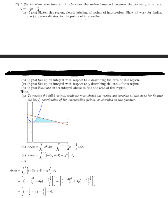 Solved (2) (See Problem 3-Section 2.1). Consider the region | Chegg.com