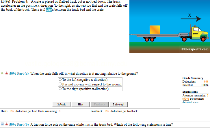 Solved: (14%) Problem 4: A Crate Is Placed On Flatbed Truc... | Chegg.com