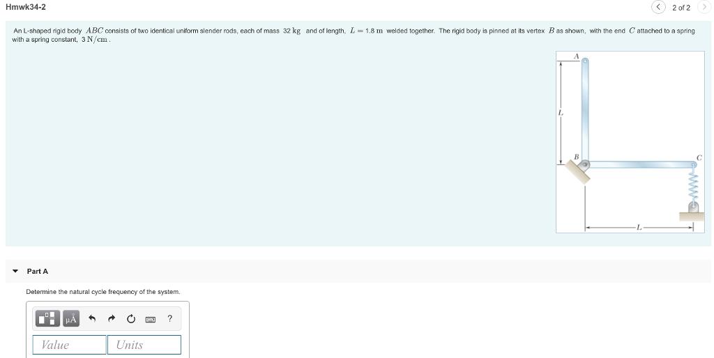 Solved Hmwk34-2 (く) 2012 An L-shaped ngid body ABC conaists | Chegg.com