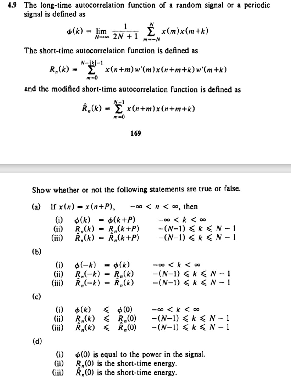 4.9 ﻿The long-time autocorrelation function of a | Chegg.com