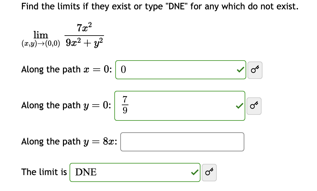 Solved Find the limits if they exist or type "DNE" for any | Chegg.com
