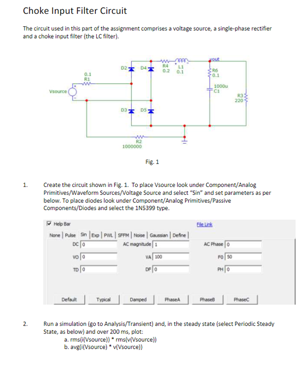 Solved Choke Input Filter Circuit The circuit used in this | Chegg.com