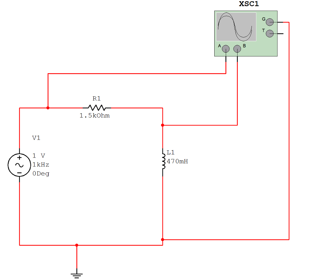 Solved XSC1 R1 1.5kOhm V1 L1 1 V 470mH 1kHz - / ODeg | Chegg.com