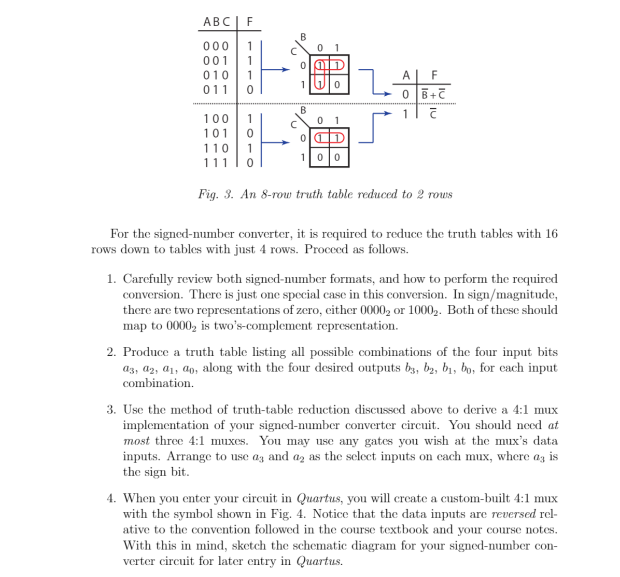 Solved Fig. 3. ﻿An 8-row truth table reduced to 2 ﻿rowsFor | Chegg.com