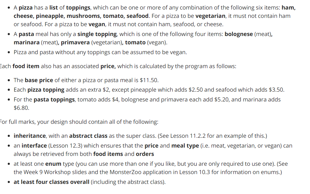 Solved You are required to develop a takeaway order | Chegg.com