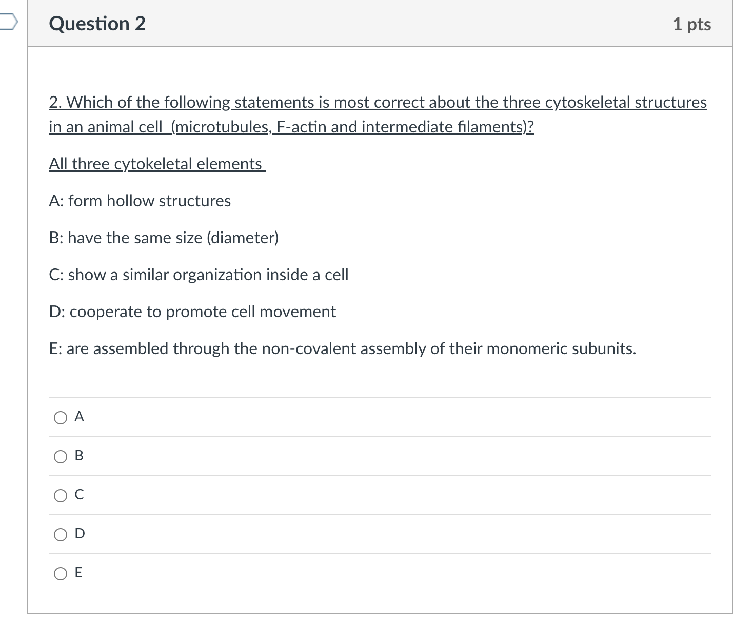 Solved Please indicate the identity of the cytoskeleton | Chegg.com