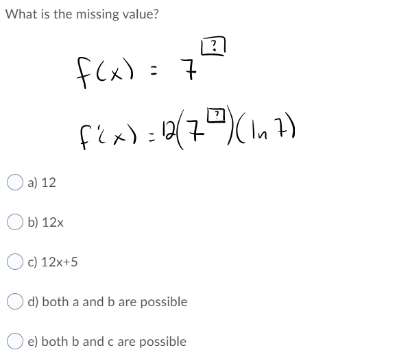 Solved What is the 100th derivative of f(x) = e?? O e' (In | Chegg.com