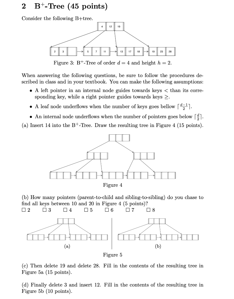 2 B+-Tree (45 points) Consider the following B+tree. | Chegg.com