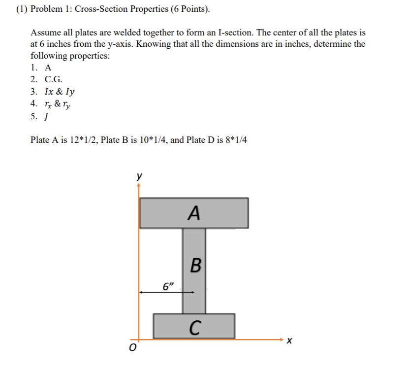 Solved (1) Problem 1: Cross-Section Properties (6 Points). | Chegg.com
