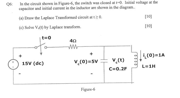 Solved Q6: In the circuit shown in Figure-6, the switch was | Chegg.com