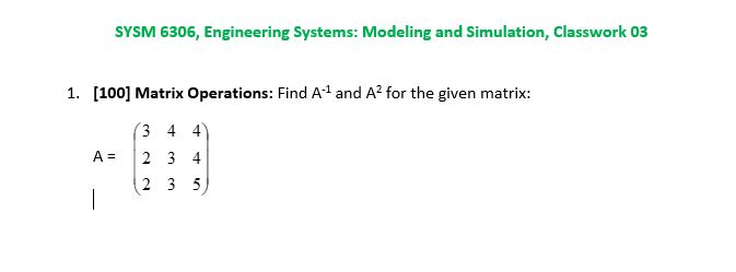 Solved SYSM 6306, Engineering Systems: Modeling and | Chegg.com