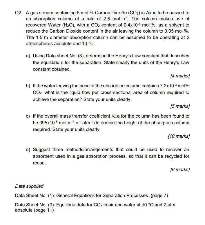 Solved DATA SHEET No. (1): General Equations for Separation | Chegg.com