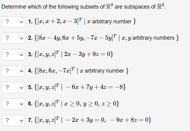 Solved Determine which of the following subsets of R3 are | Chegg.com