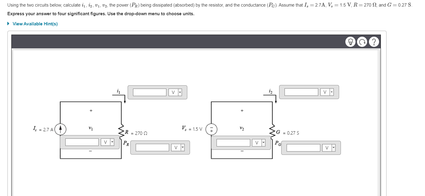 Solved Using the two circuits below, calculate i1, 12, V1, | Chegg.com