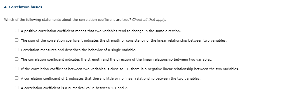 Solved 4 Correlation Basics Which Of The Following