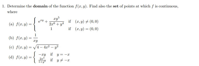 Solved 1. Determine the domain of the function f(x,y). Find | Chegg.com