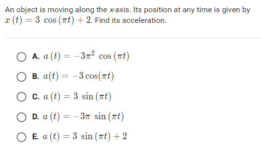 Solved An object is moving along the x-axis. Its position at | Chegg.com