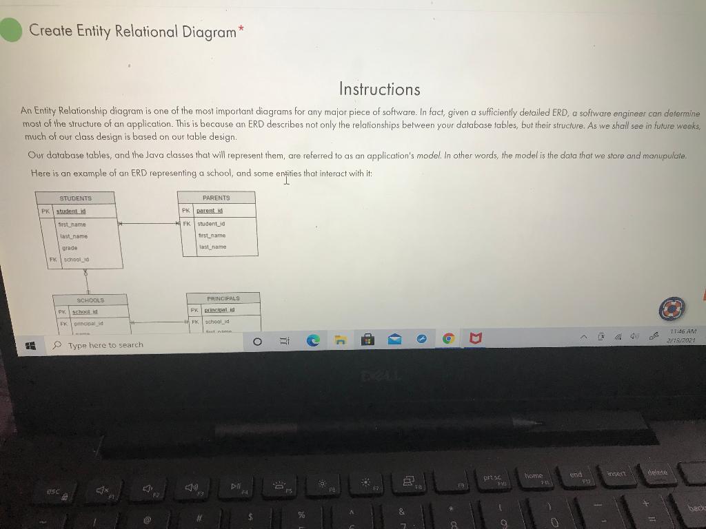 Create Entity Relational Diagram* Instructions An | Chegg.com