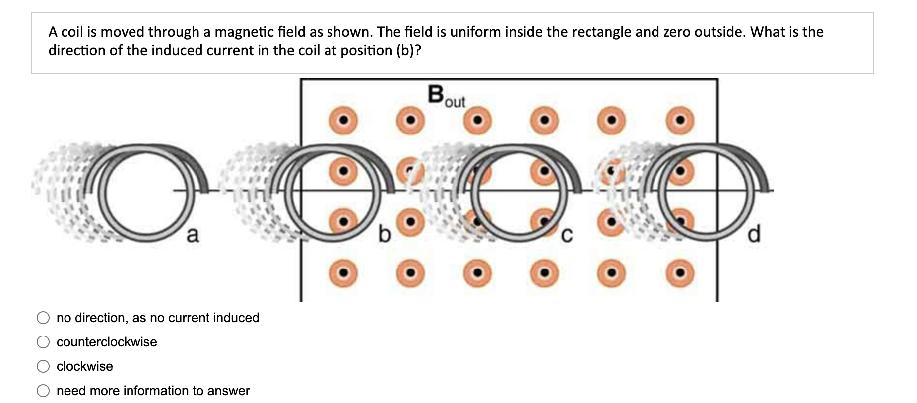 Solved A coil is moved through a magnetic field as shown. | Chegg.com