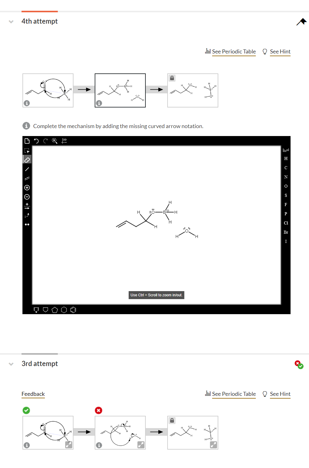 Solved 4th attempt(i) ﻿Complete the mechanism by adding the | Chegg.com