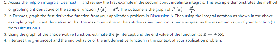 1. Access the help on integrals (Desmos). G and | Chegg.com