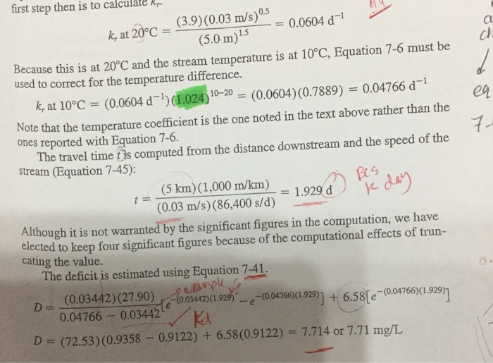 Solved Example 7-12. Determine the DO concentration at a | Chegg.com