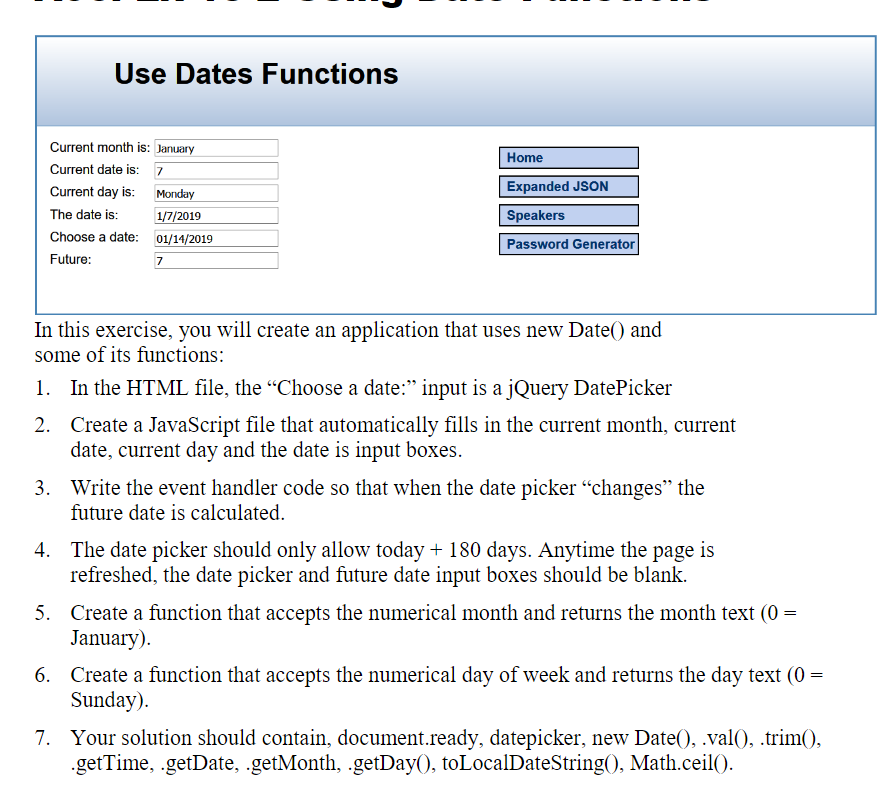 Solved Use Dates Functions Home Expanded JSON Current month | Chegg.com