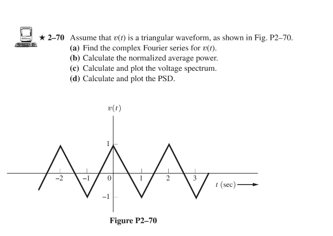 Solved * 2-70 Assume that v(t) is a triangular waveform, as | Chegg.com