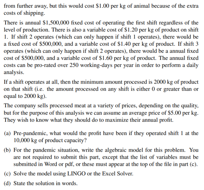 3. (20 marks) Before the COVID-19 pandemic, a beef | Chegg.com