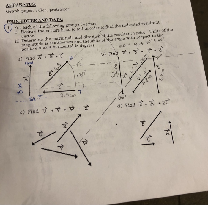 Solved APPARATUS: Graph paper, ruler, protractor. 1./ For | Chegg.com