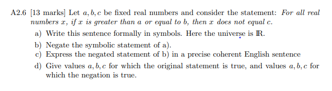 Solved A2.6 [13 marks] Let a,b,c be fixed real numbers and | Chegg.com