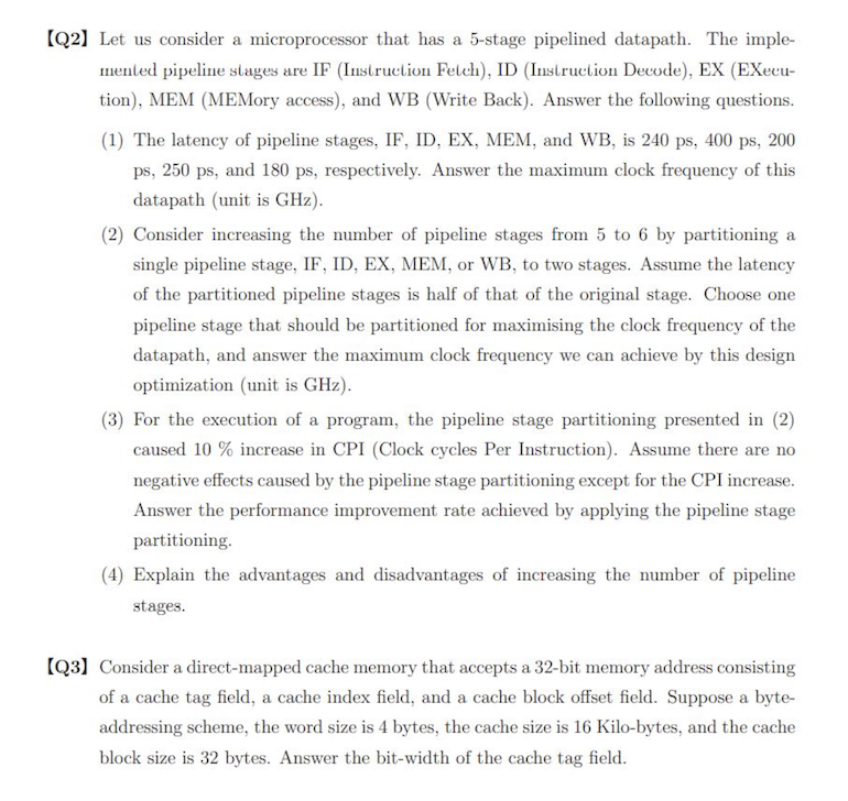 Solved (Q2) Let us consider a microprocessor that has a | Chegg.com