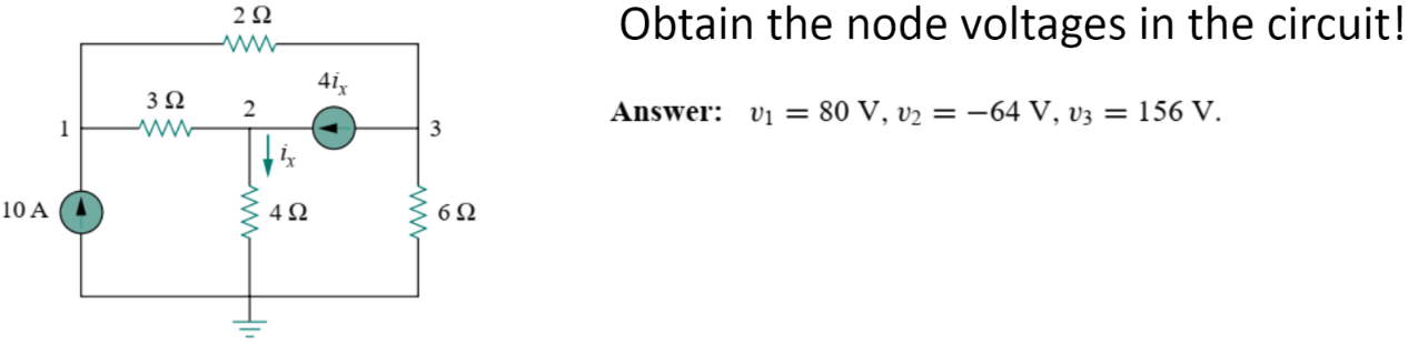 Solved Obtain the node voltages in the circuit! Answer: | Chegg.com