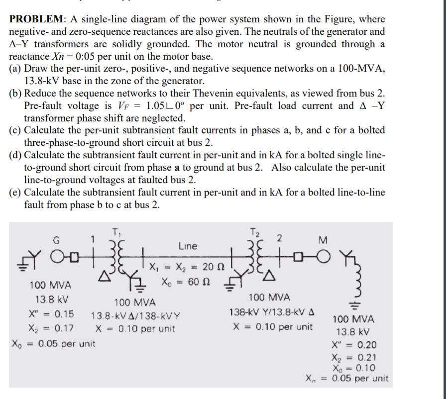 Solved PROBLEM: A single-line diagram of the power system | Chegg.com