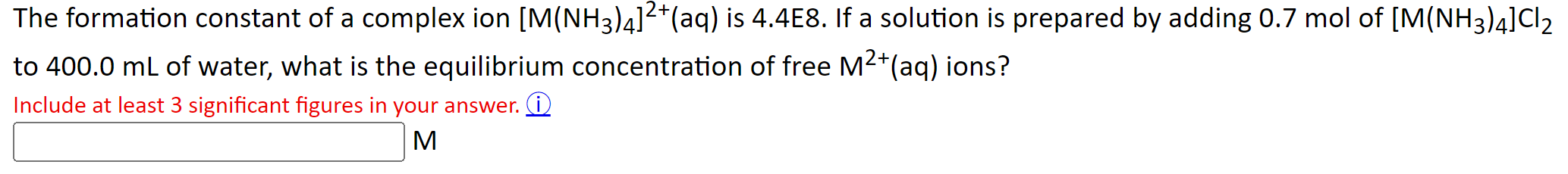 Solved The formation constant of a complex ion | Chegg.com