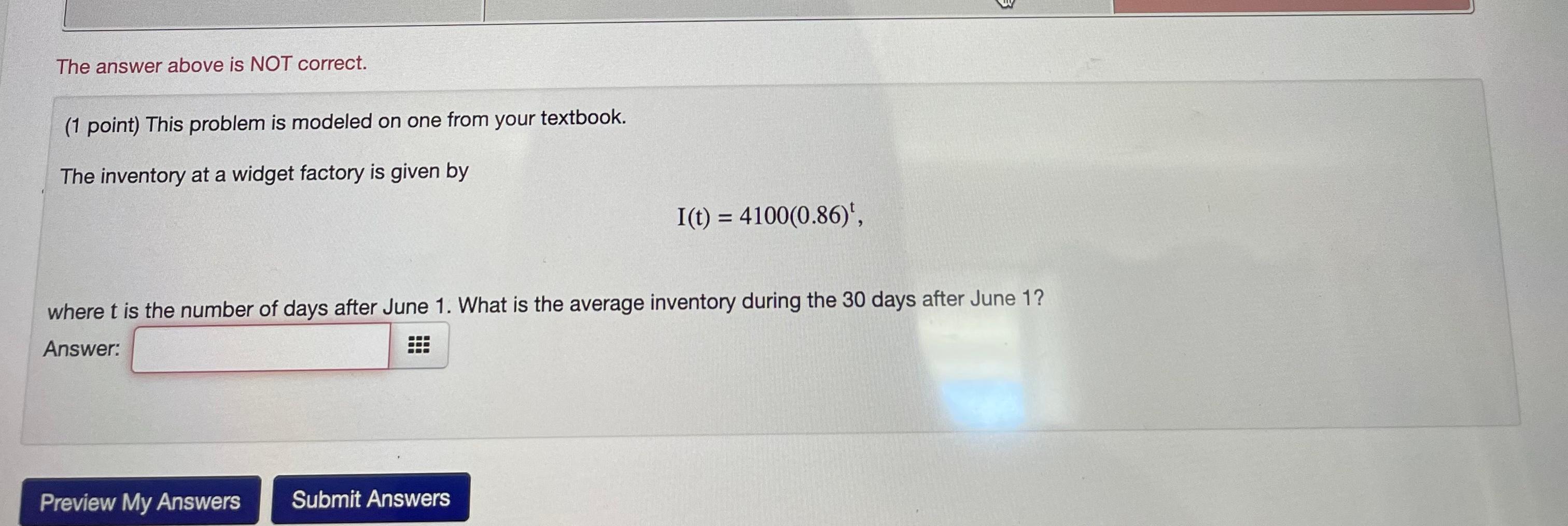 Solved The answer above is NOT correct. (1 point) This | Chegg.com