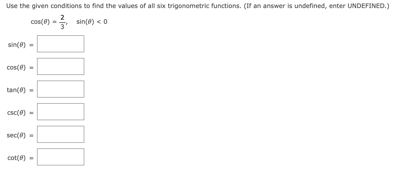 Solved Use the given conditions to find the values of all | Chegg.com