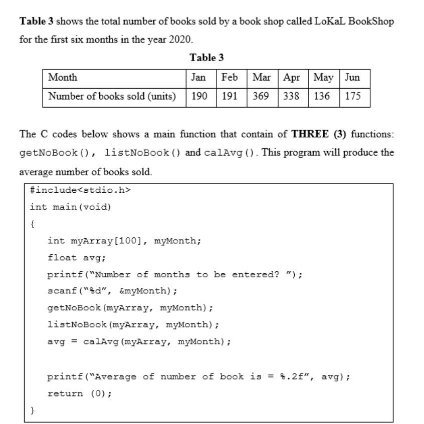 Solved Table 3 shows the total number of books sold by a | Chegg.com