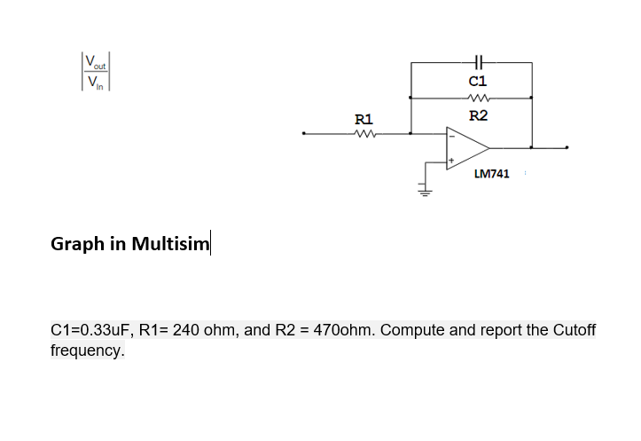 Solved Vout VA HH C1 R1 R2 LM741 Graph in Multisim | Chegg.com