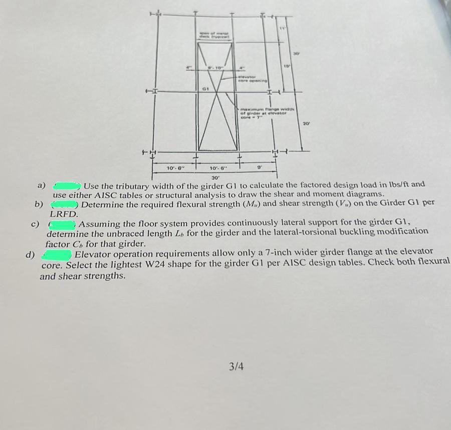 Solved a) Use the tributary width of the girder G1 to | Chegg.com