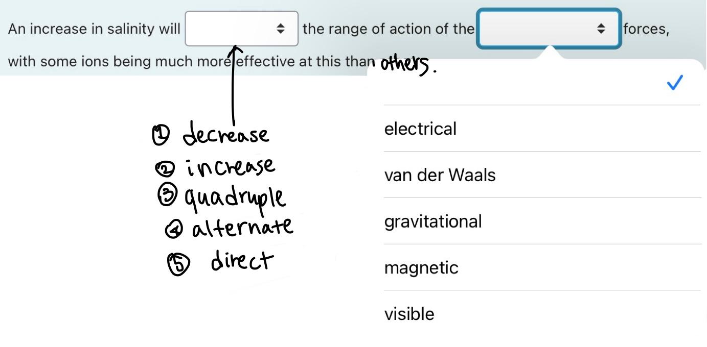 Solved forces, An increase in salinity will the range of | Chegg.com