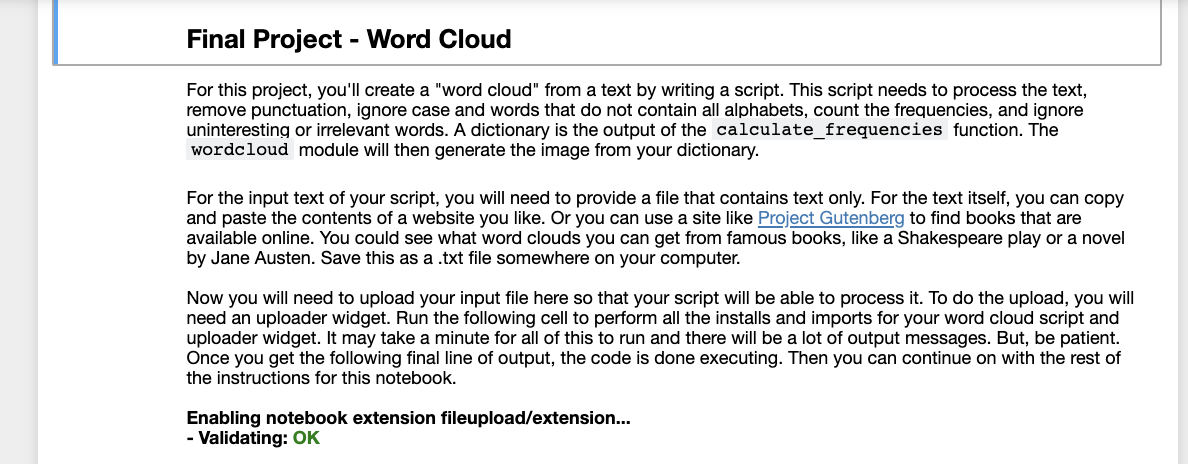 Final Project - Word Cloud For this project, you'll | Chegg.com