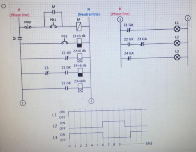 PB1 butonuna basıldığında L1, L2 ve L3 için verilen | Chegg.com