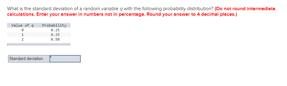 Solved What Is The Standard Deviation Of A Random Variable Q