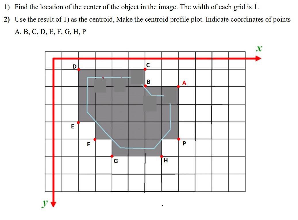 Solved 1) Find the location of the center of the object in | Chegg.com