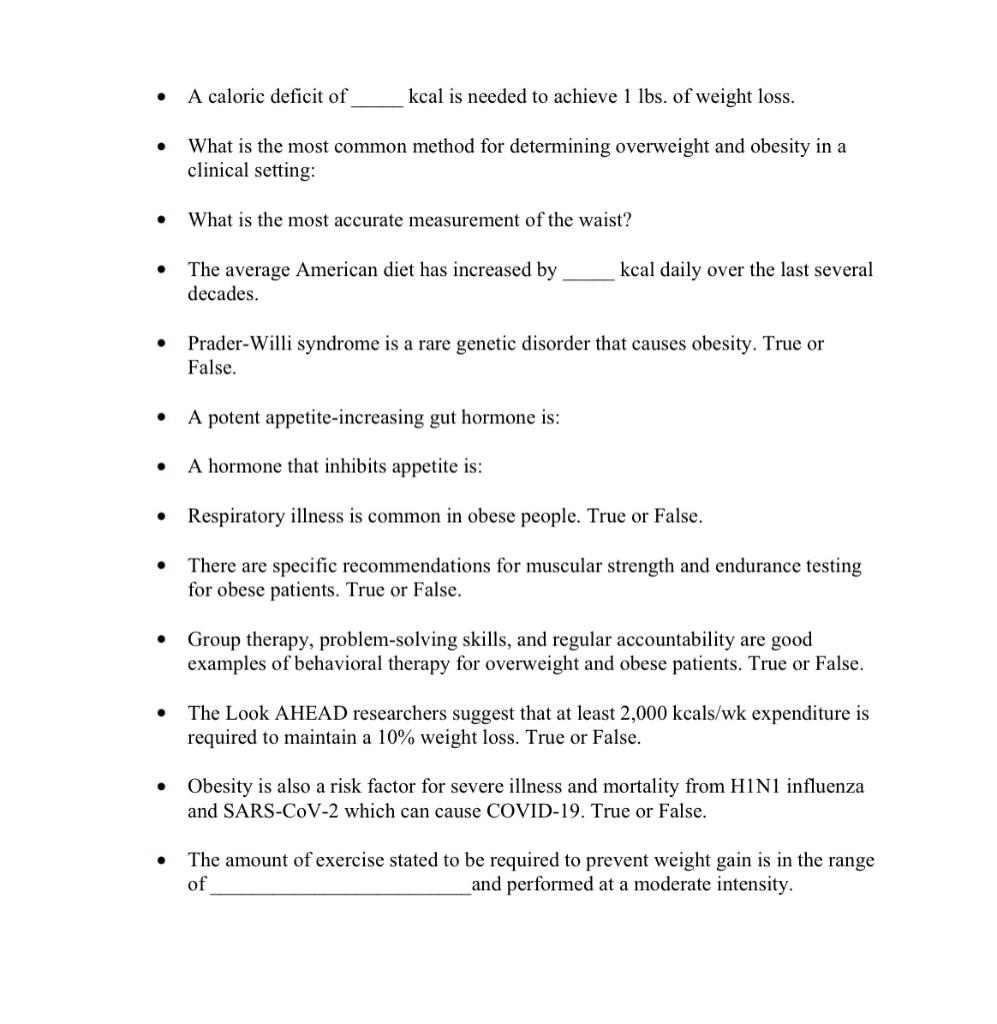 Solved Study Guide: Chapter 9 - Obesity - What are body mass | Chegg.com