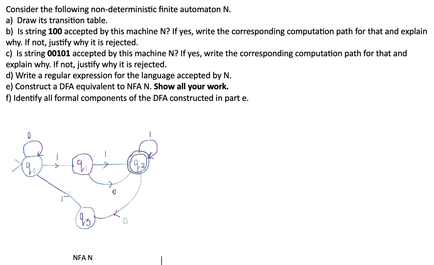 Solved Consider The Following Non Deterministic Finite