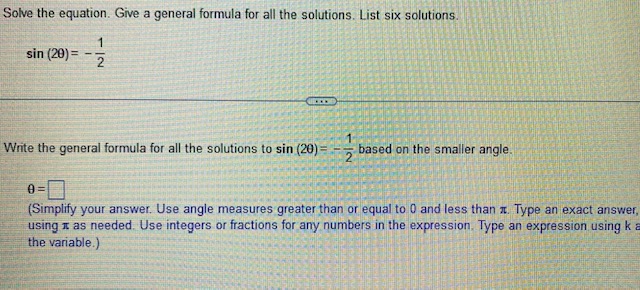 Solved Solve the equation. Give a general formula for all | Chegg.com